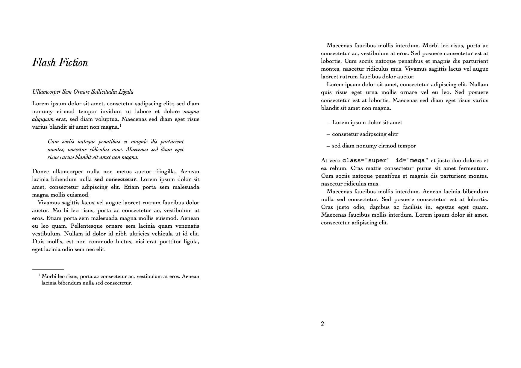 Flash Fiction - Ulysses Styles & Themes