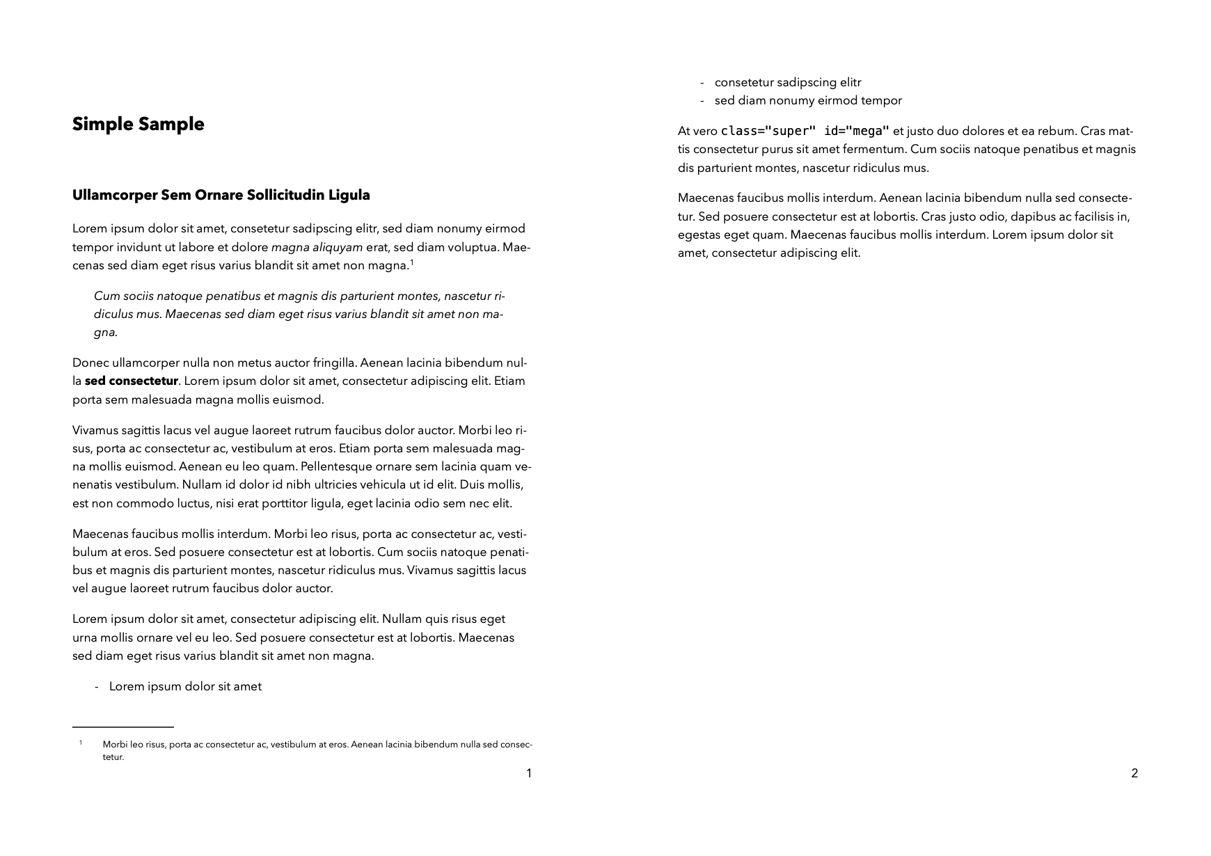 Simple Sample - Ulysses Styles & Themes