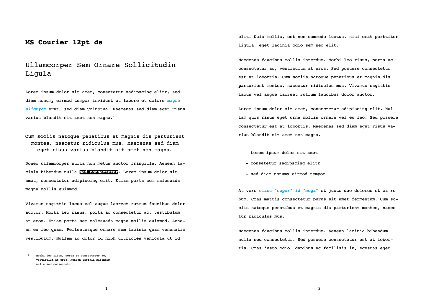 MS Courier 12pt ds - Ulysses Styles & Themes